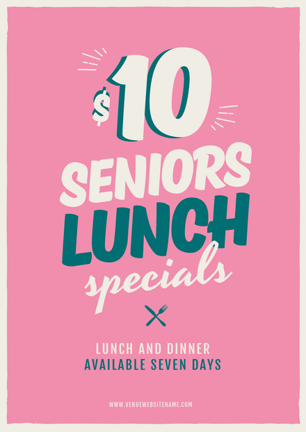 Senior's Lunch Specials Bright Pink Promotional Template - Poster - Easil