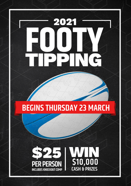 Footy Tipping with football on Blackboard Background - Poster Template ...