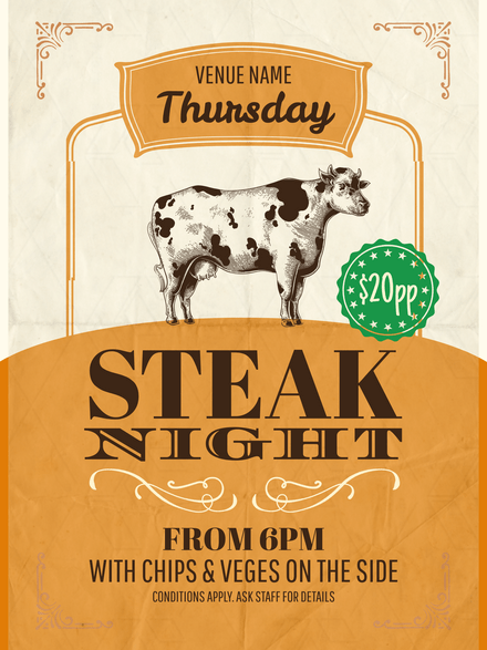 Steak Night - Poster Template - Easil