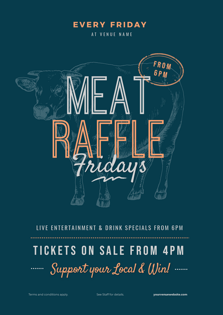 Mega Meat Raffle with Illustrated Cow - Poster Template - Easil
