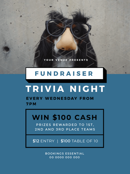 Fundraiser Trivia Night - Poster Template - Easil